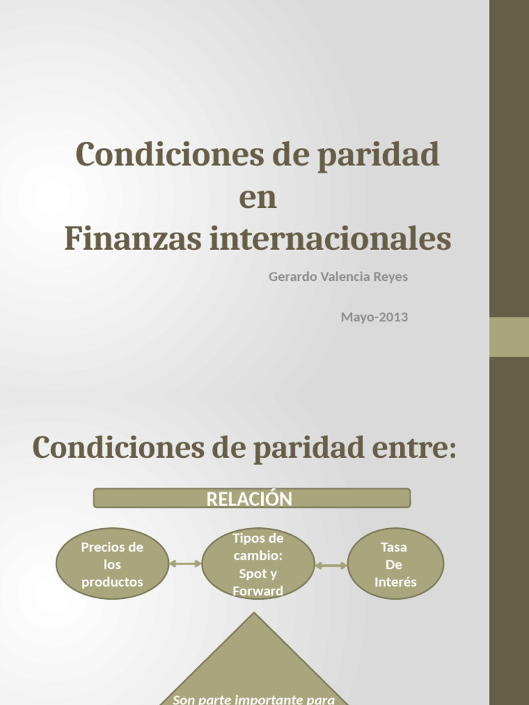 Condiciones de Paridad-Finanzas Internacionales | PDF | Tipo de cambio | Inflación