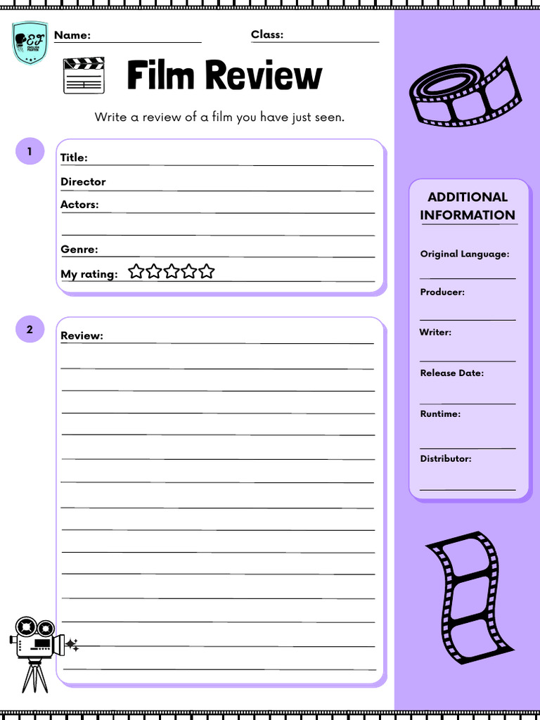 Film Review Printable Worksheet | PDF