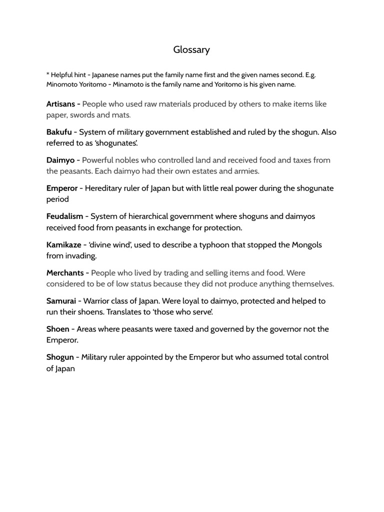 Glossary - Y8 Japan | PDF