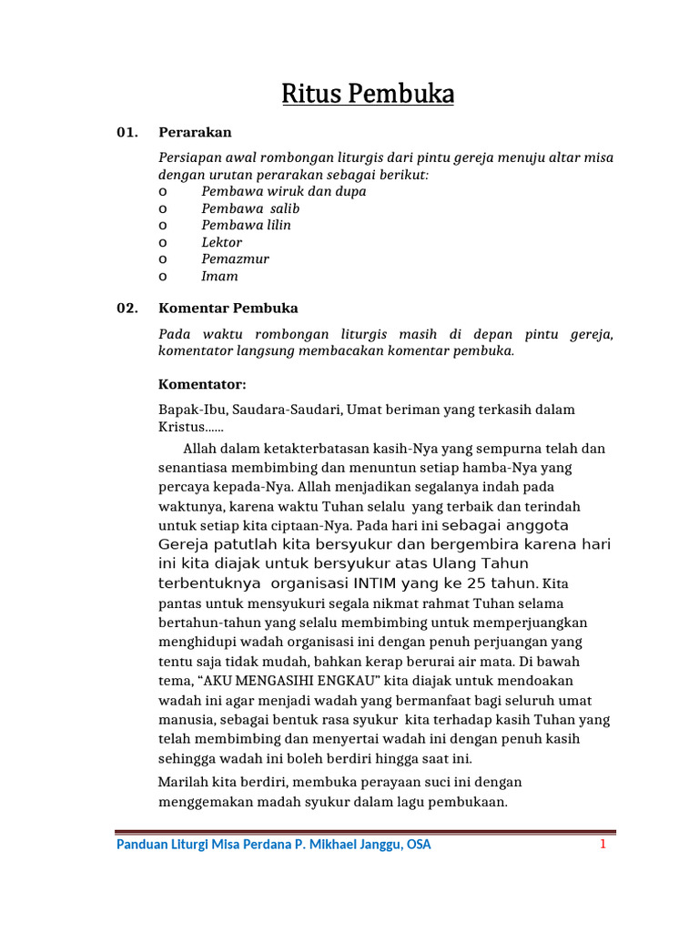 Teks Misa Syukur 1 | PDF