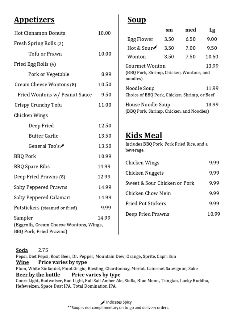 Fresh Wok Menu | PDF