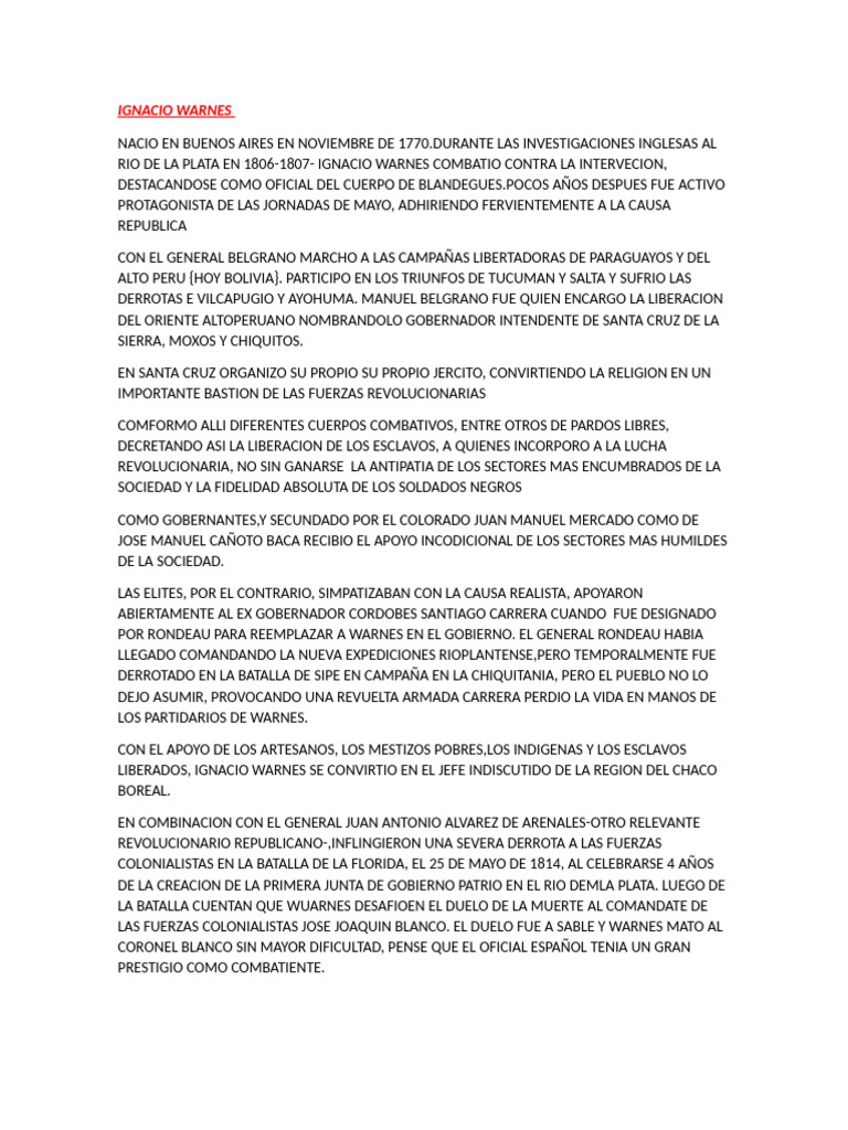 Ignacio Warnes Colegio Maris | PDF | Militar | Conflictos del segundo milenio