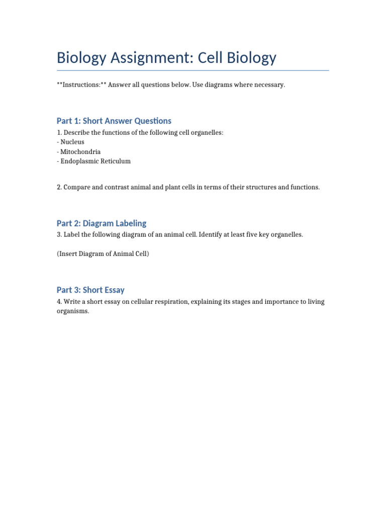 Cell Biology Assignment | PDF