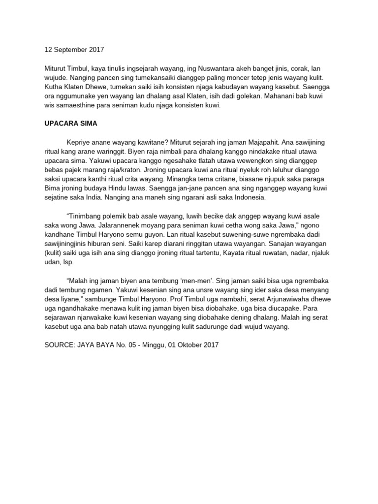 Asal-Usul Wayang | PDF