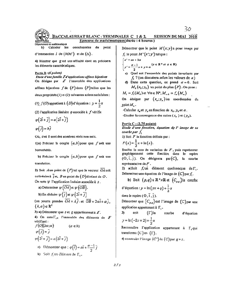 Bac C Blanc Maths Leon Mba 2 | PDF