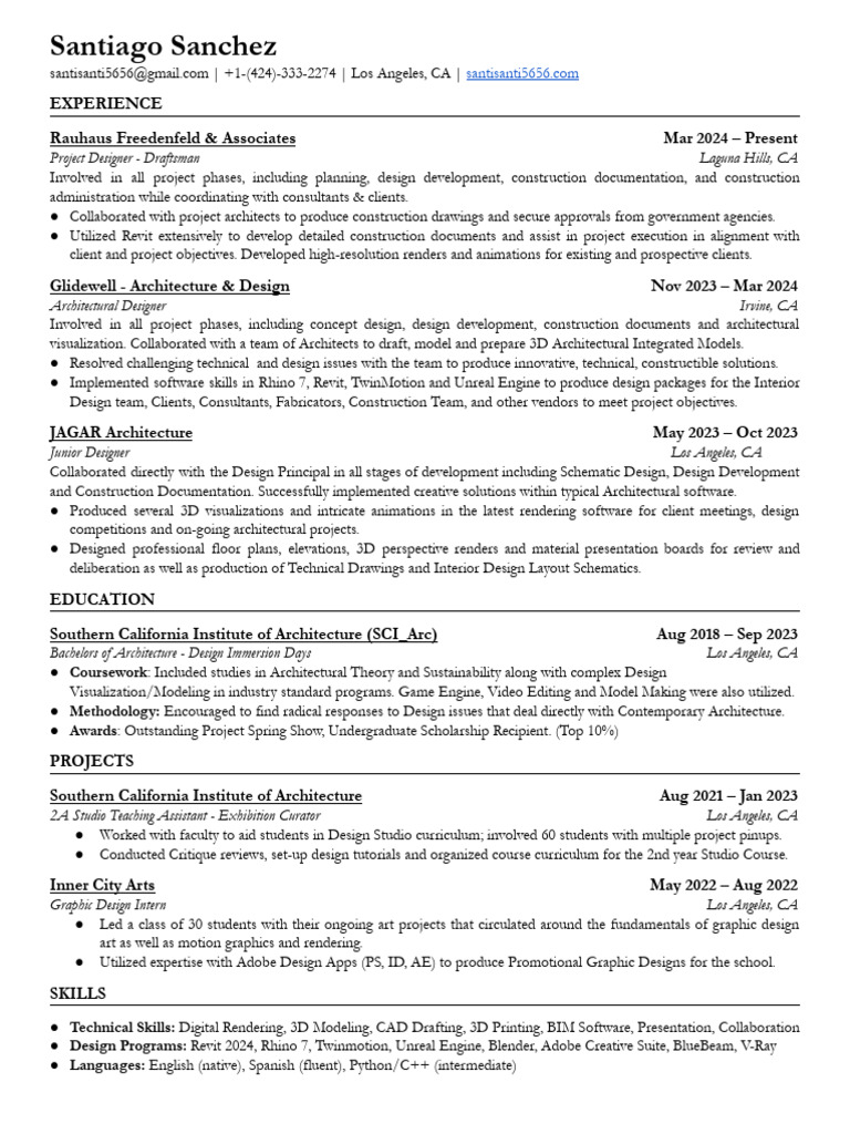 Architectural Designer Resume Overview | PDF | 3 D Computer Graphics ...