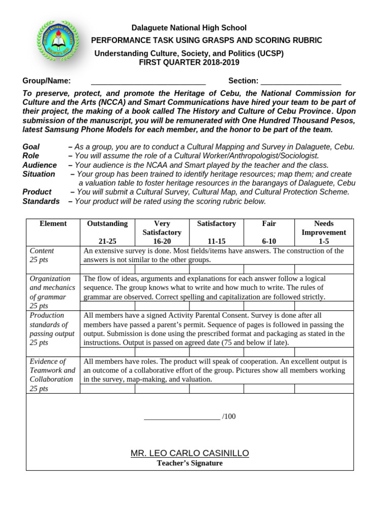 Ucsp Performance Task Scenario Heritage | PDF | Human Communication