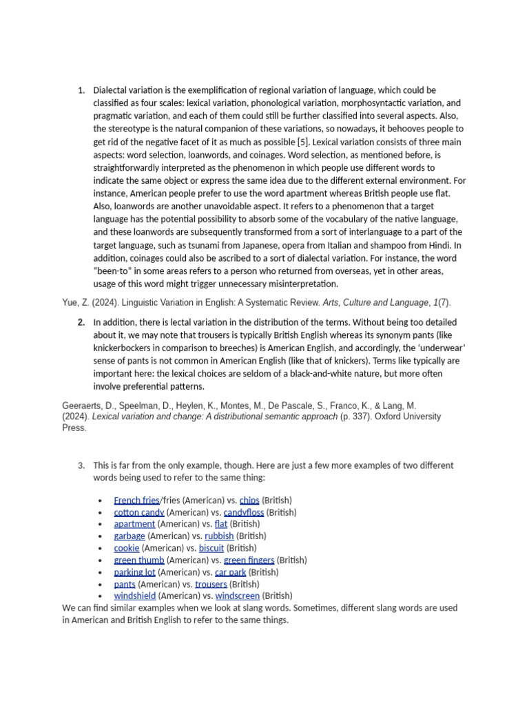 Dialectal Variation Is The Exemplification of Regional Variation of ...