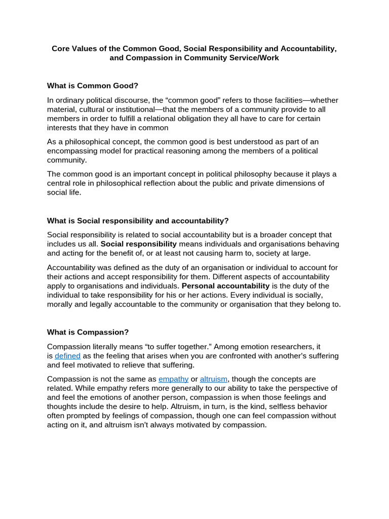 Empathy in Community Service Values | PDF | Compassion | Empathy