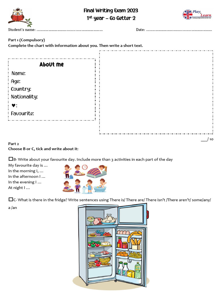 Final Writing Exam 2023 1st Year | PDF