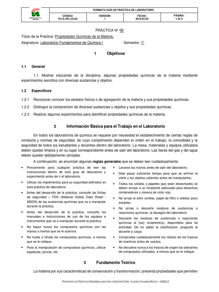LFQI2022.2 G06 PropQcasMateria | PDF | Laboratorios | Importar