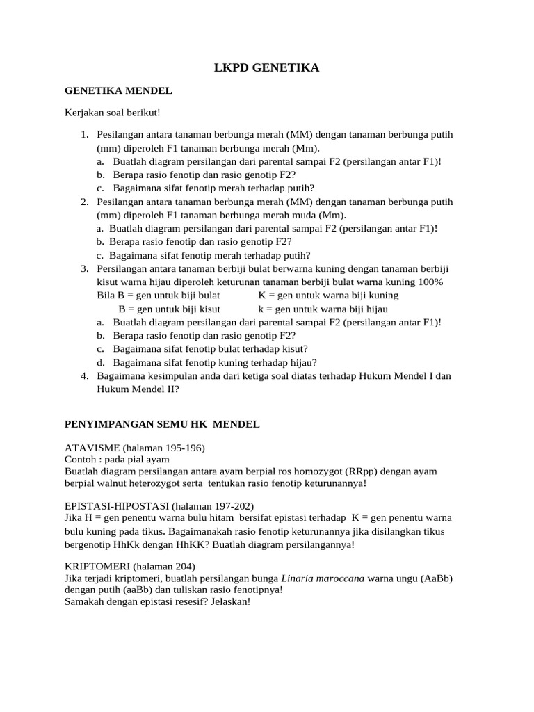 LKPD Genetika 1 | PDF | Seni & Disiplin Bahasa