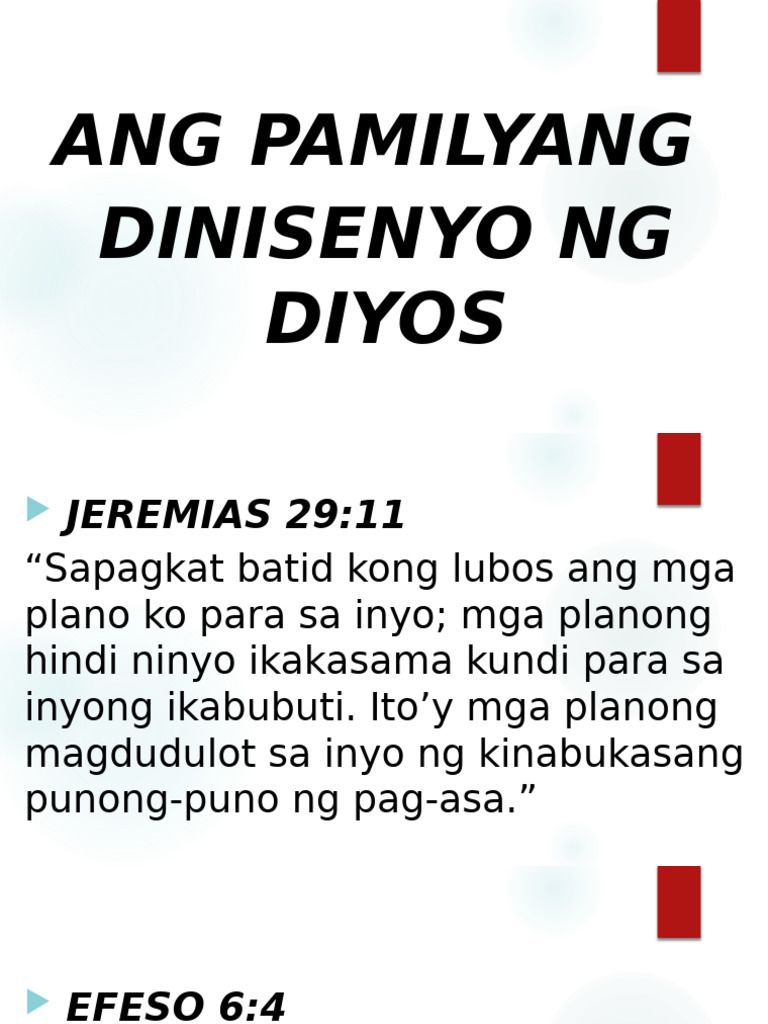 Ang Pamilyang Dinisenyo NG Diyos | PDF