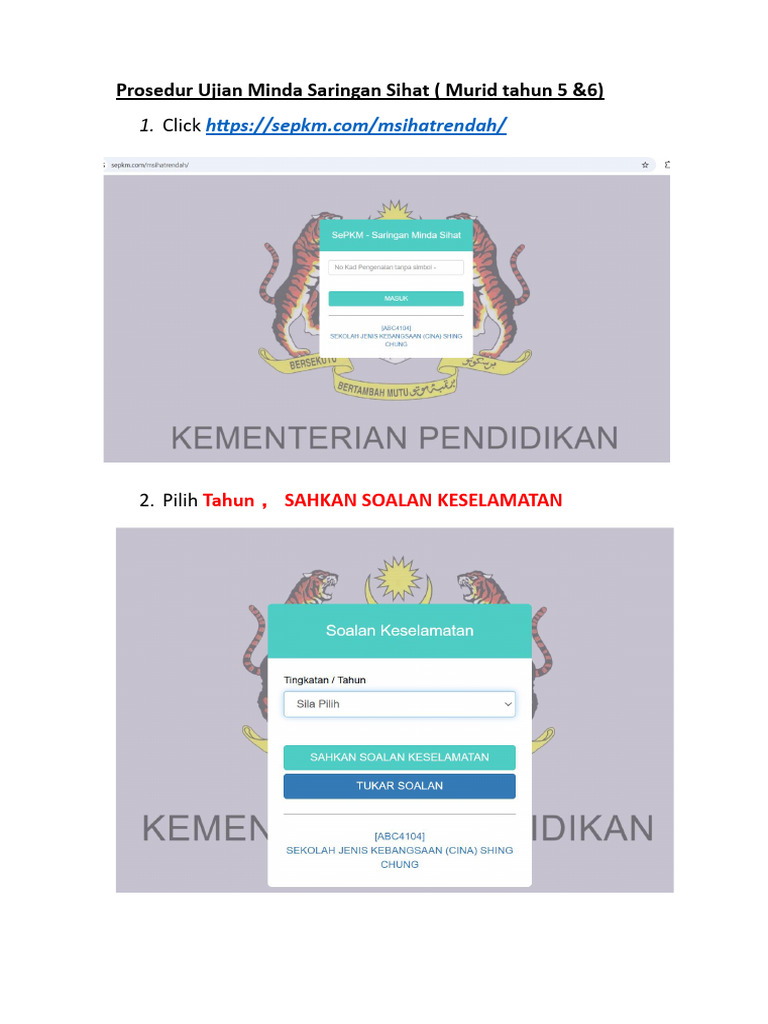 Prosedur Ujian Minda Saringan Sihat | PDF