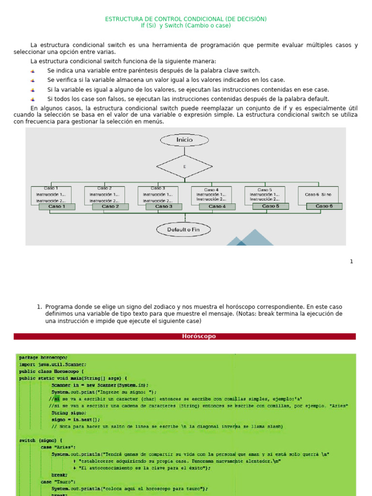 Estructuras de Control Switch - Case Parte 1 | PDF | Variable (informática) | Programa de ...