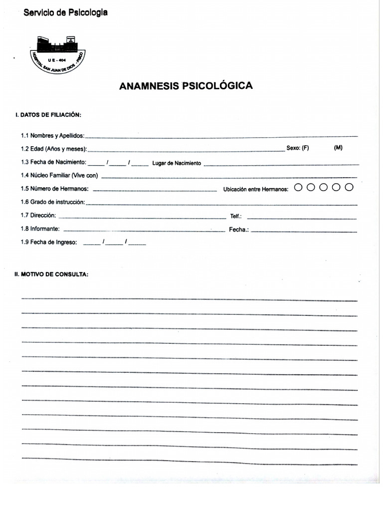 Anamnesis Psicológica | PDF