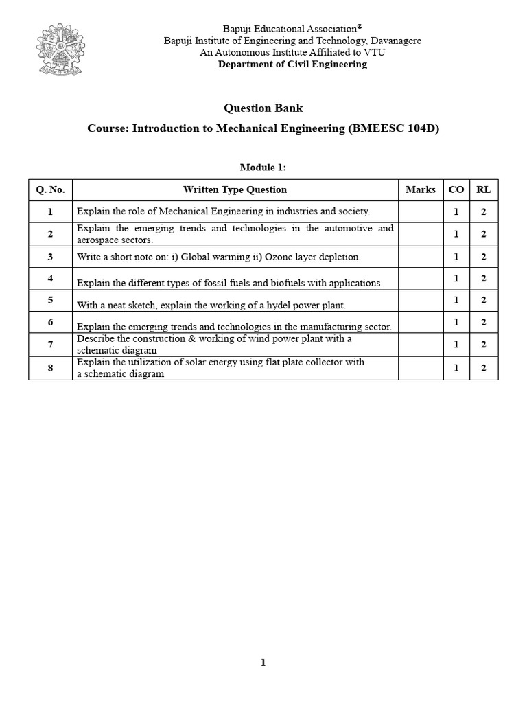 IME Question Bank (Module-1) | PDF | Engineering | Sustainable Development