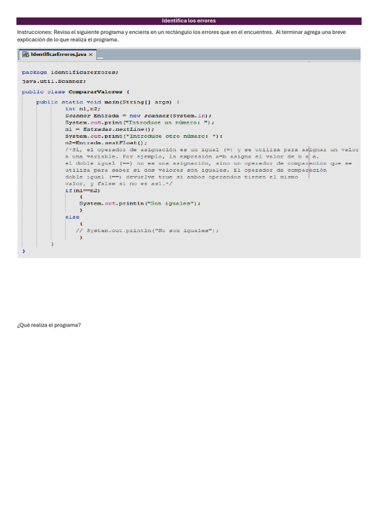 Identifica Los Errores en Java 1 | PDF