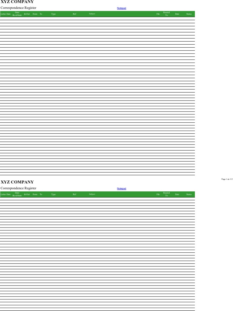 Correspondance Register Template | PDF | Microsoft Software | Operating ...