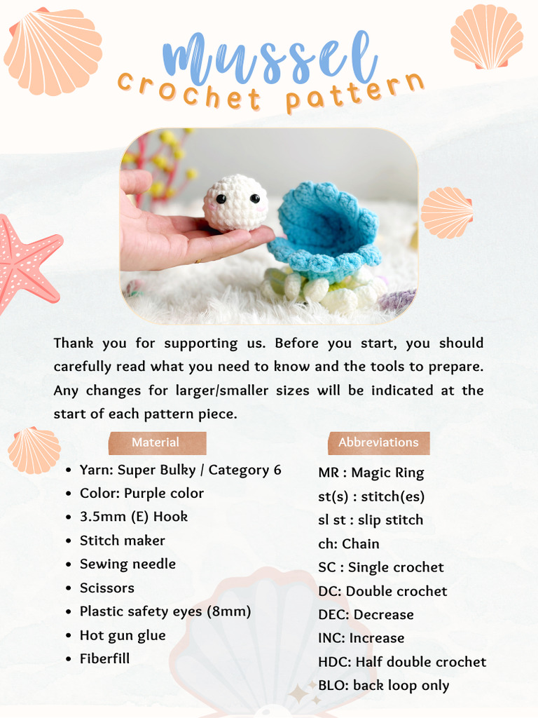 Mussel Crochet Pattern Instructions | PDF | Teaching Methods & Materials
