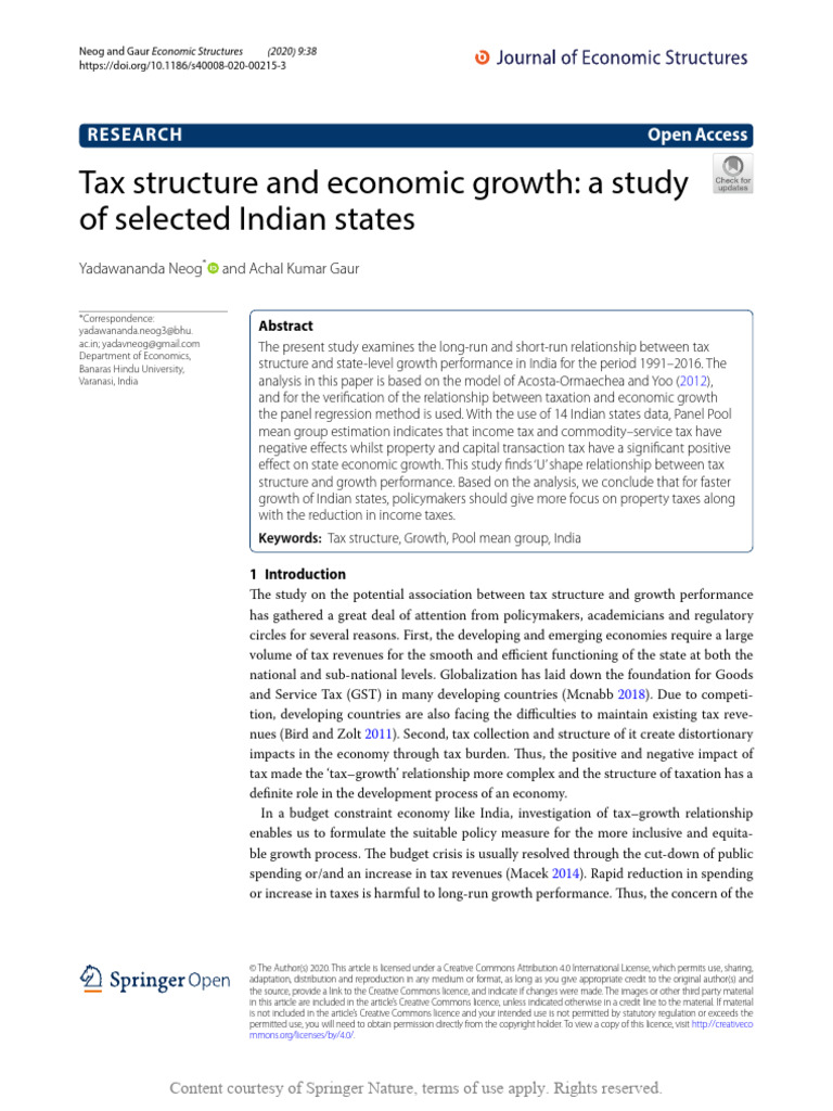 Tax Structure and Economic Growth A Study of Selec | PDF | Taxes ...