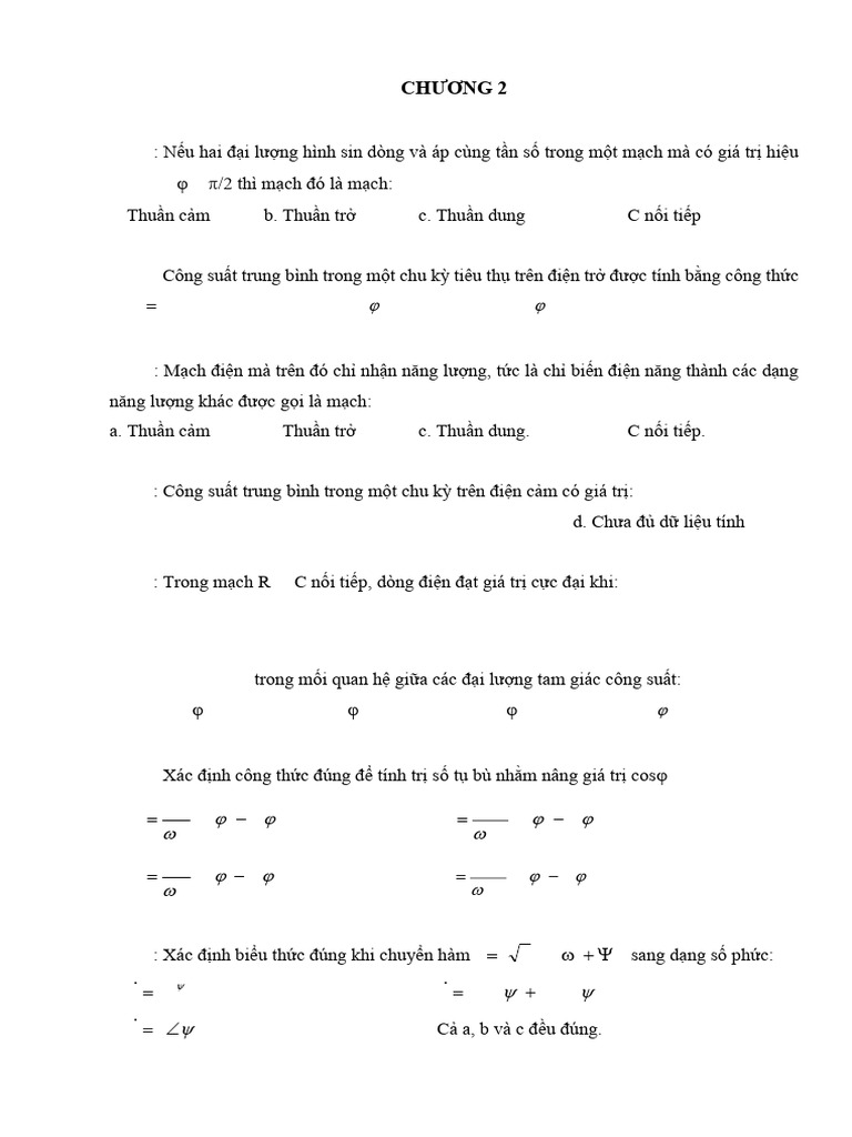 Cau Hoi Trac Nghiem Chuong 2 | PDF