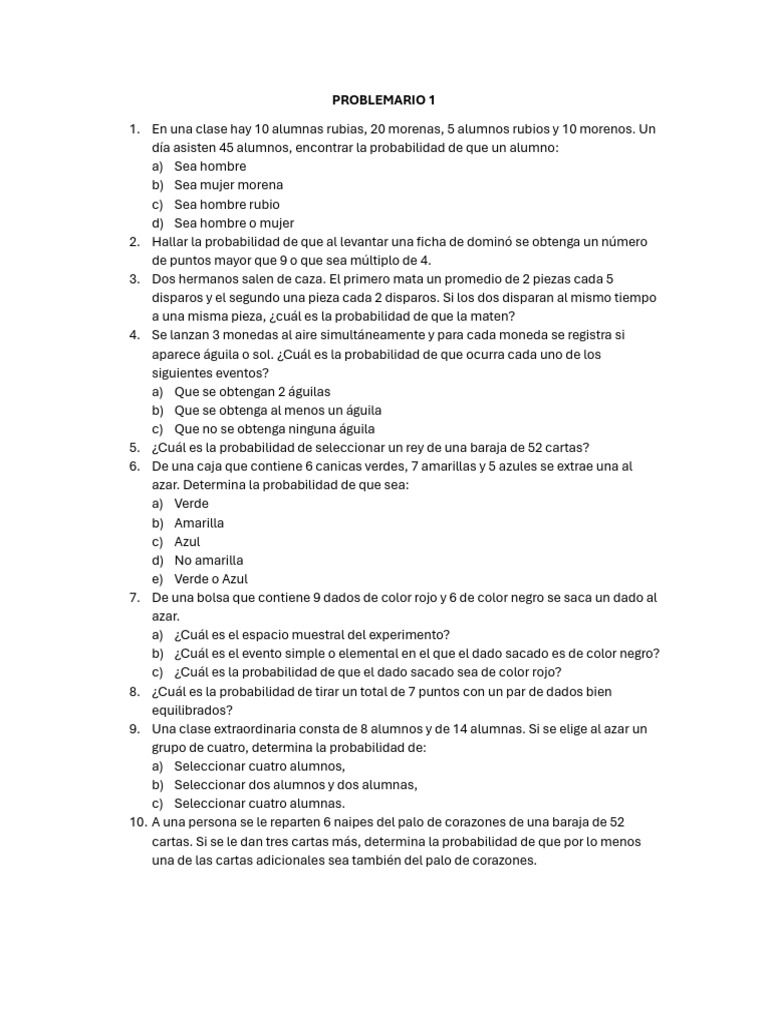 Problemario 1 | PDF | Hogar, jardinería y bricolaje