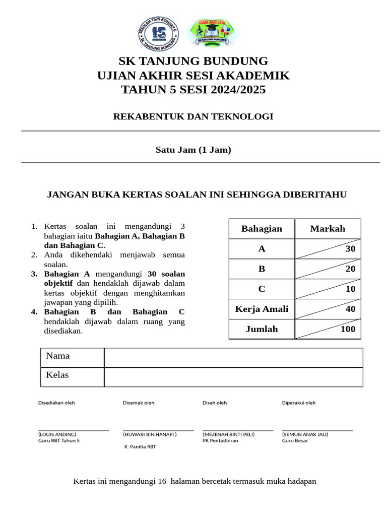 Uasa-Rbt-Tahun-5 2024 New | PDF