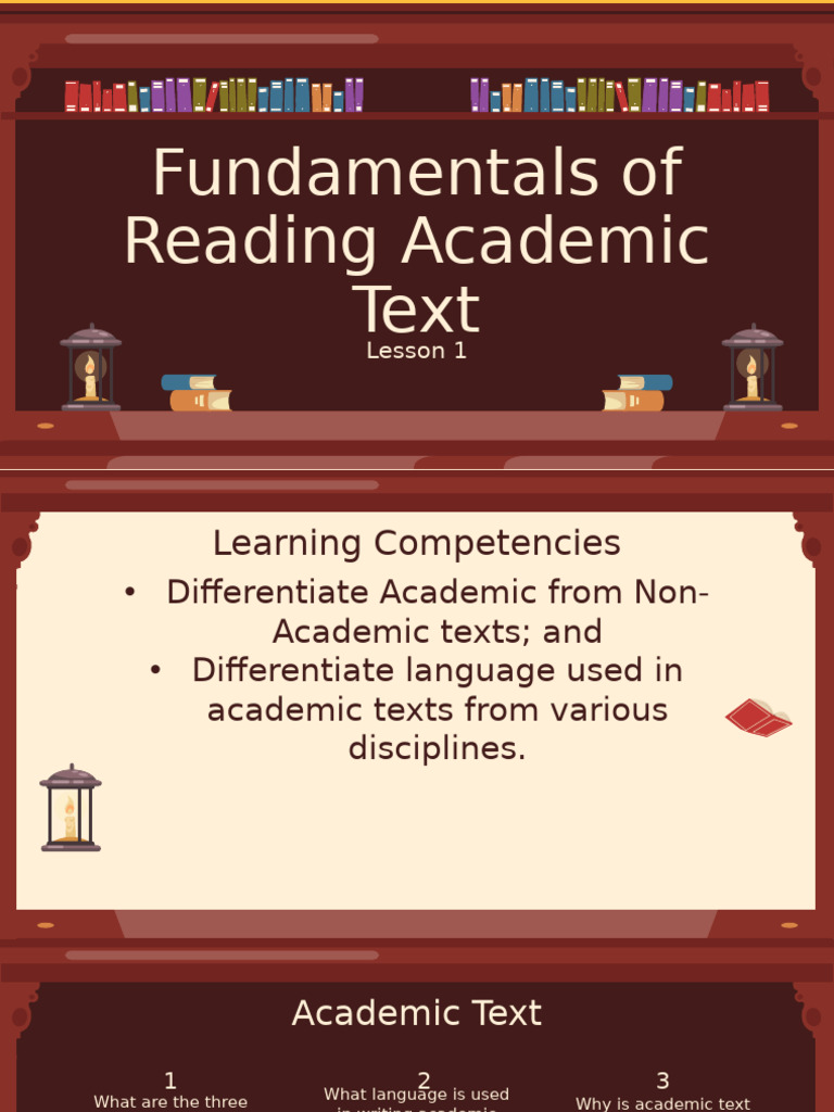 Lesson 1 Fundamentals of Reading Academic Texts Students | PDF | Thesis ...