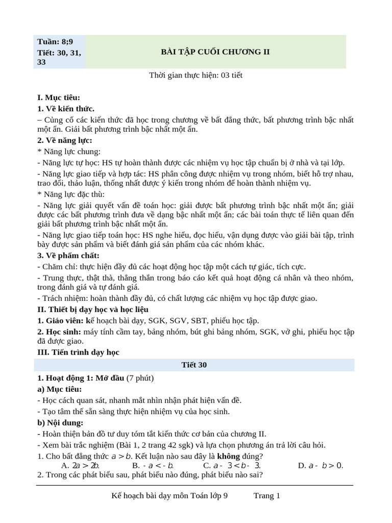 T30,31,33 C2 Bai Tap Cuoi Chuong II | PDF