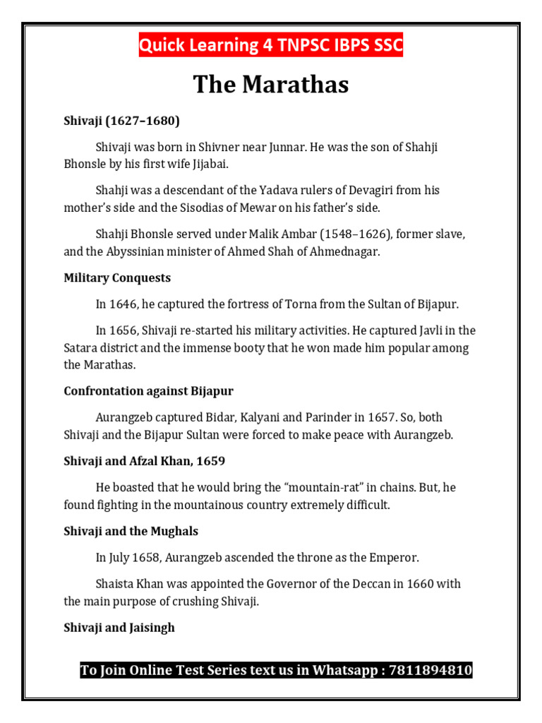 The Marathas | PDF | History | Religion & Spirituality