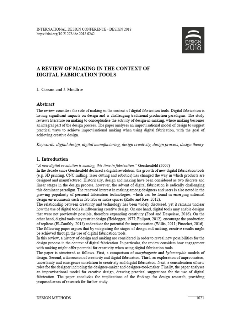 A Review of Making in The Context of Digital Fabrication Tools | PDF ...