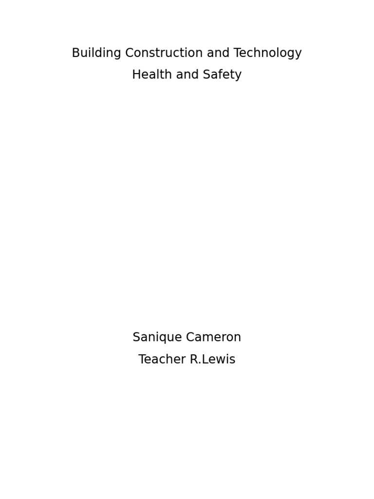 Building Construction and Technology Health and Safety | PDF | Personal ...
