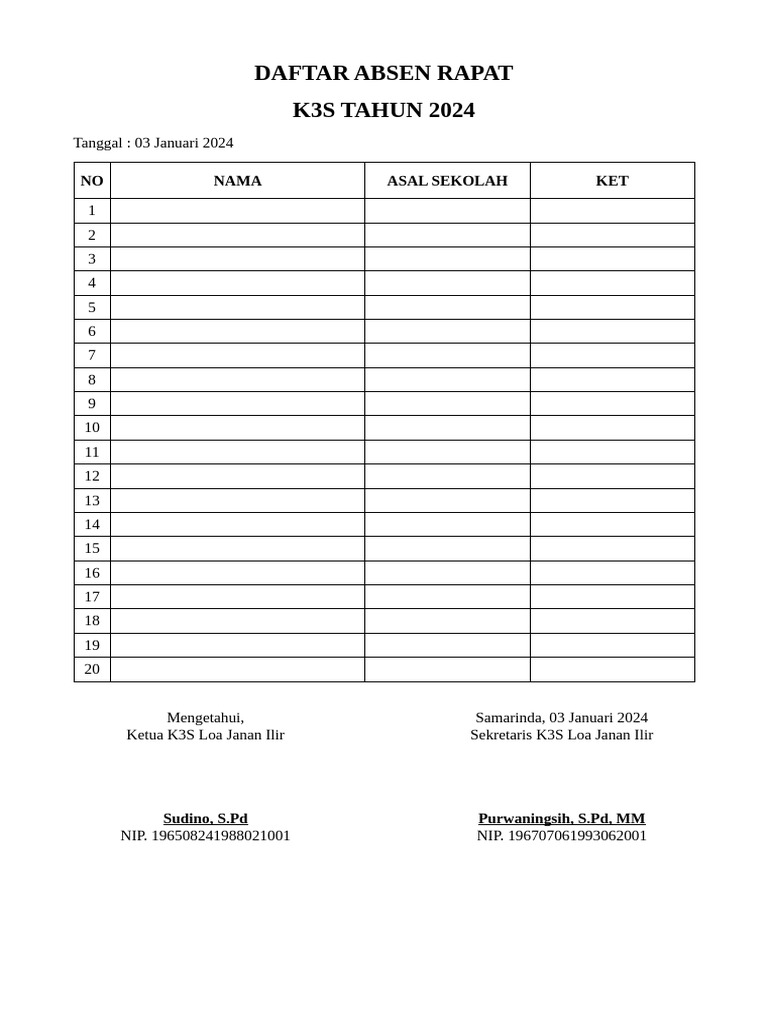 Daftar Absen Rapat | PDF
