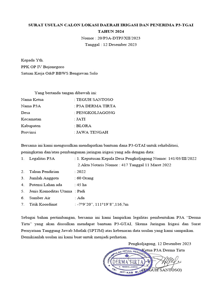 Usulan P3a Desa Pengkol Jagong | PDF
