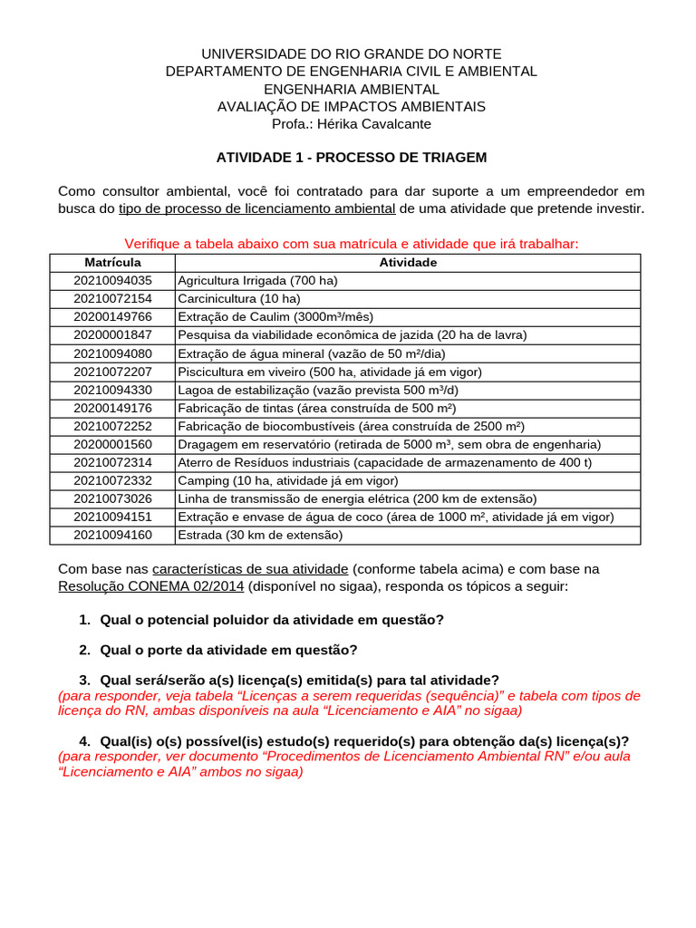 Atividade 1 AIA 2022-1 | PDF | Ciências e Matemática