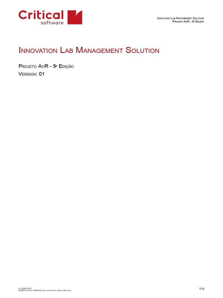 CSW AoR Inovation Lab Management System v01 | PDF | Inovação | Autenticação