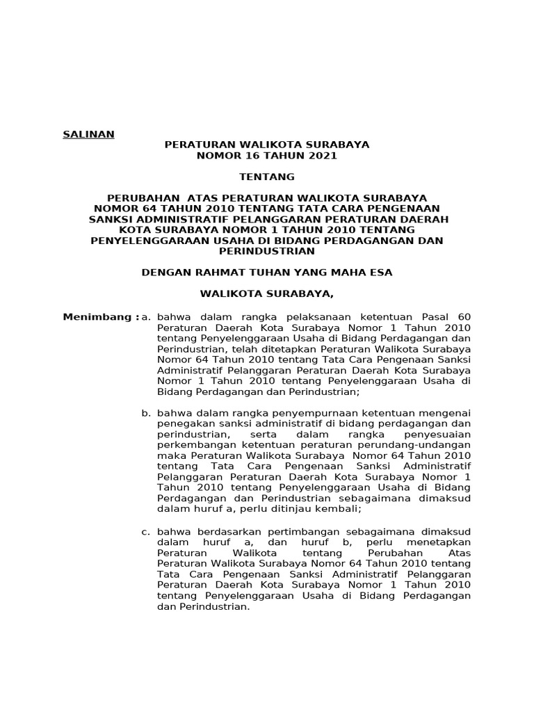 Perwali No 16 TH 2021 (TTD Kabag) | PDF | Pengelolaan Keuangan & Uang