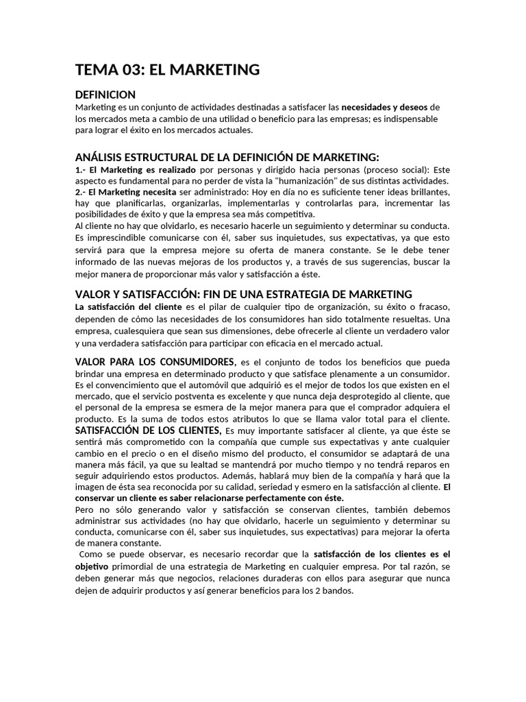 Tema 03 - El Marketing | PDF | Marketing | Producto (Negocio)