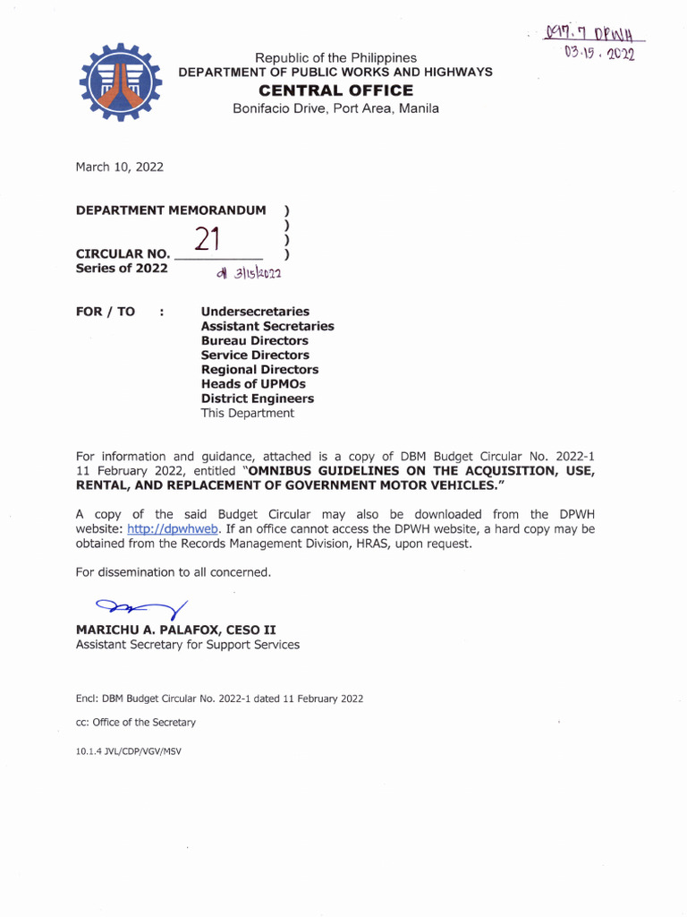 DMC - 021 - s2022 Omnibus Guidelines On The Acquisition, Use, Rental ...