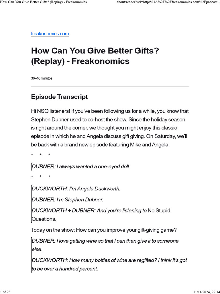 How Can You Give Better Gifts? (Replay) - Freakonomics: Episode ...