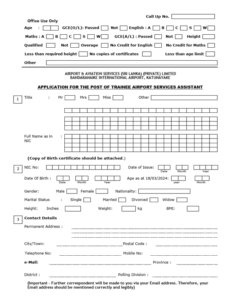Application - Trainee Airport Services Assistant | PDF