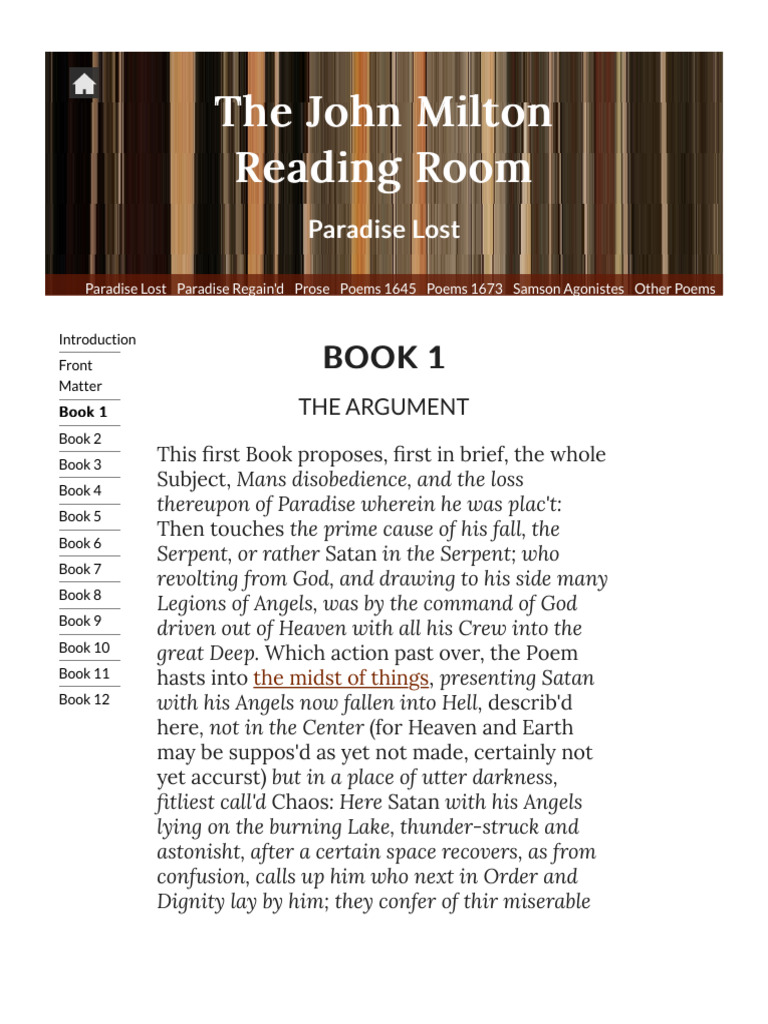 Paradise Lost - Book 1 | PDF | Paradise Lost