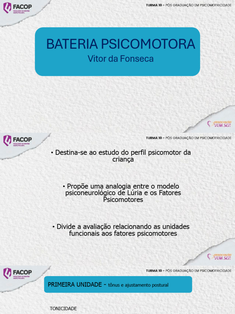 Bateria Psicomotora Vitor Da Fonseca | PDF | Movimentos anatômicos ...