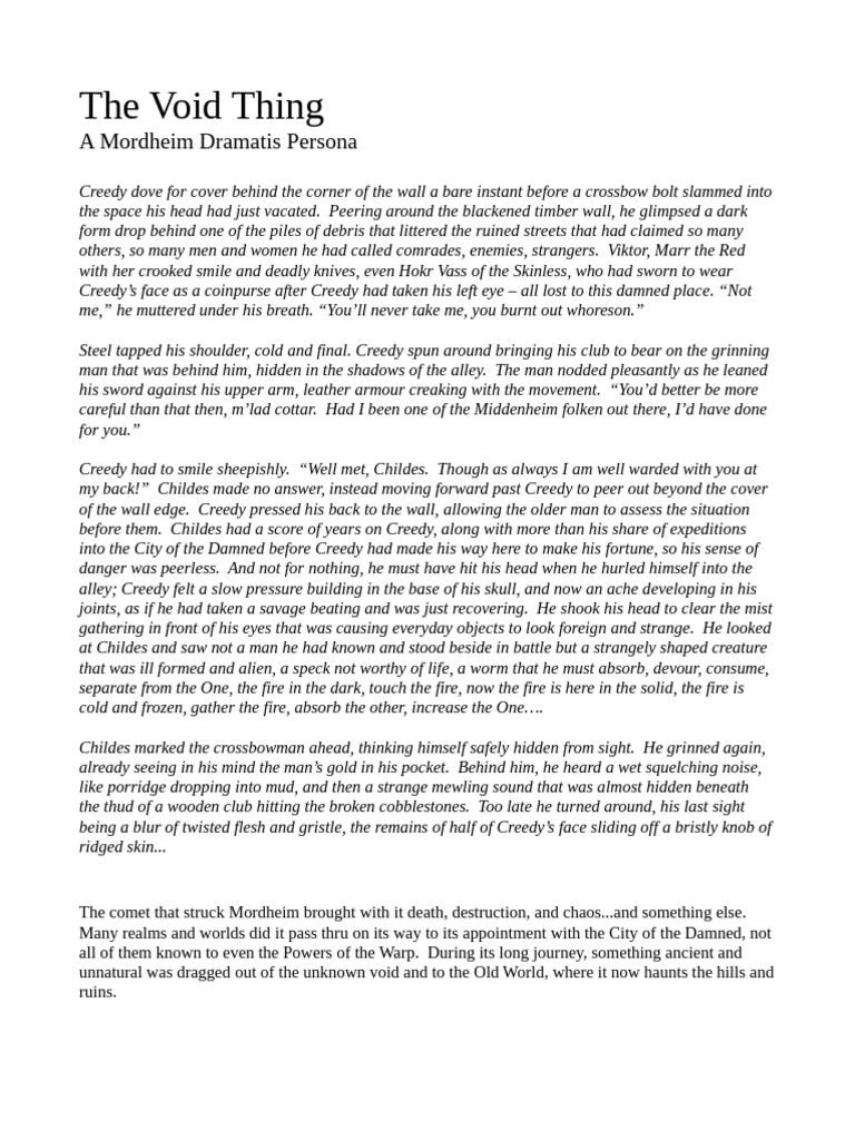 The Void Thing Mordheim | PDF