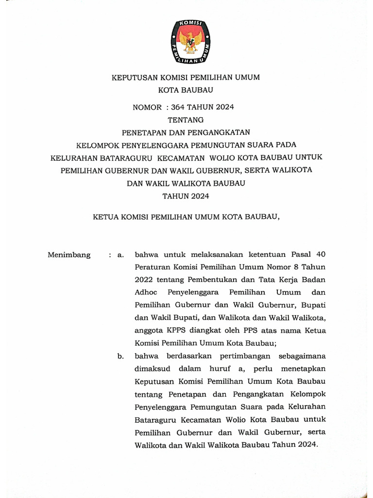 SK KPPS Pilkada 2024 | PDF