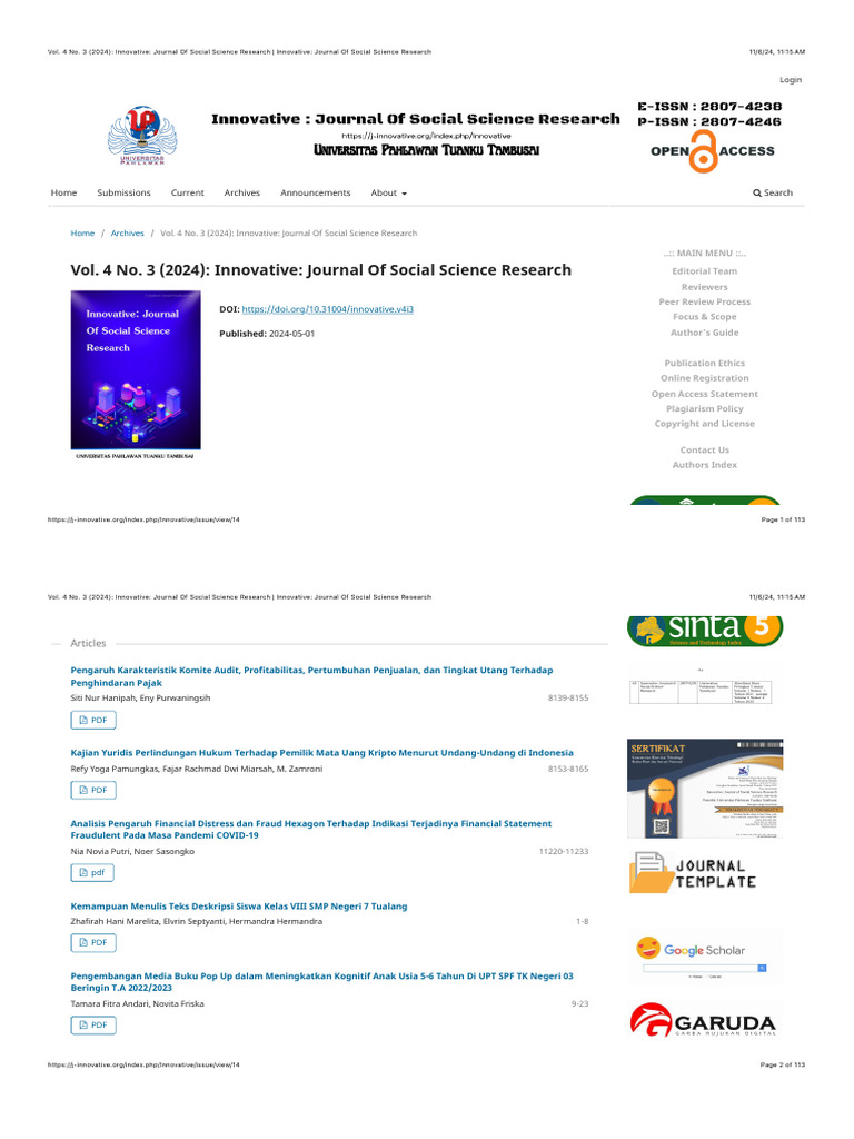 Vol. 4 No. 3 (2024) : Innovative: Journal of Social Science Research - Innovative: Journal of ...