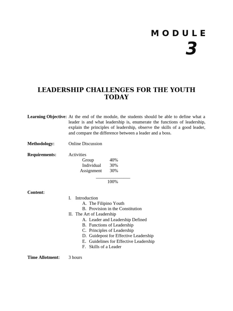 Module 3 - Leadership Challenges | PDF | Leadership | Goal