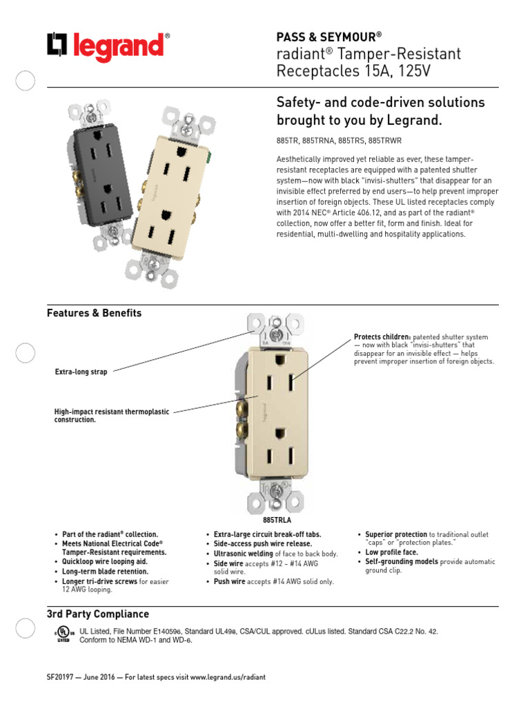 Ficha Tecnica Tomacorriente 885TR | PDF | Manufactured Goods | Electricity