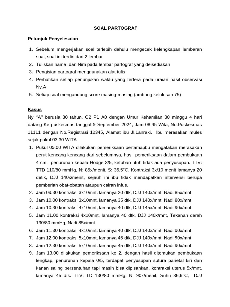 Soal Partograf | PDF